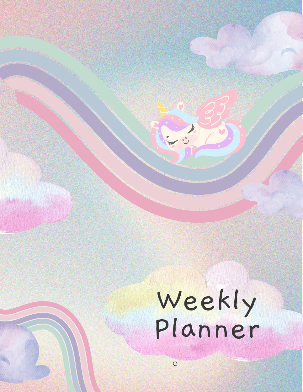Unicorn design weekly planner with notes - Payhip