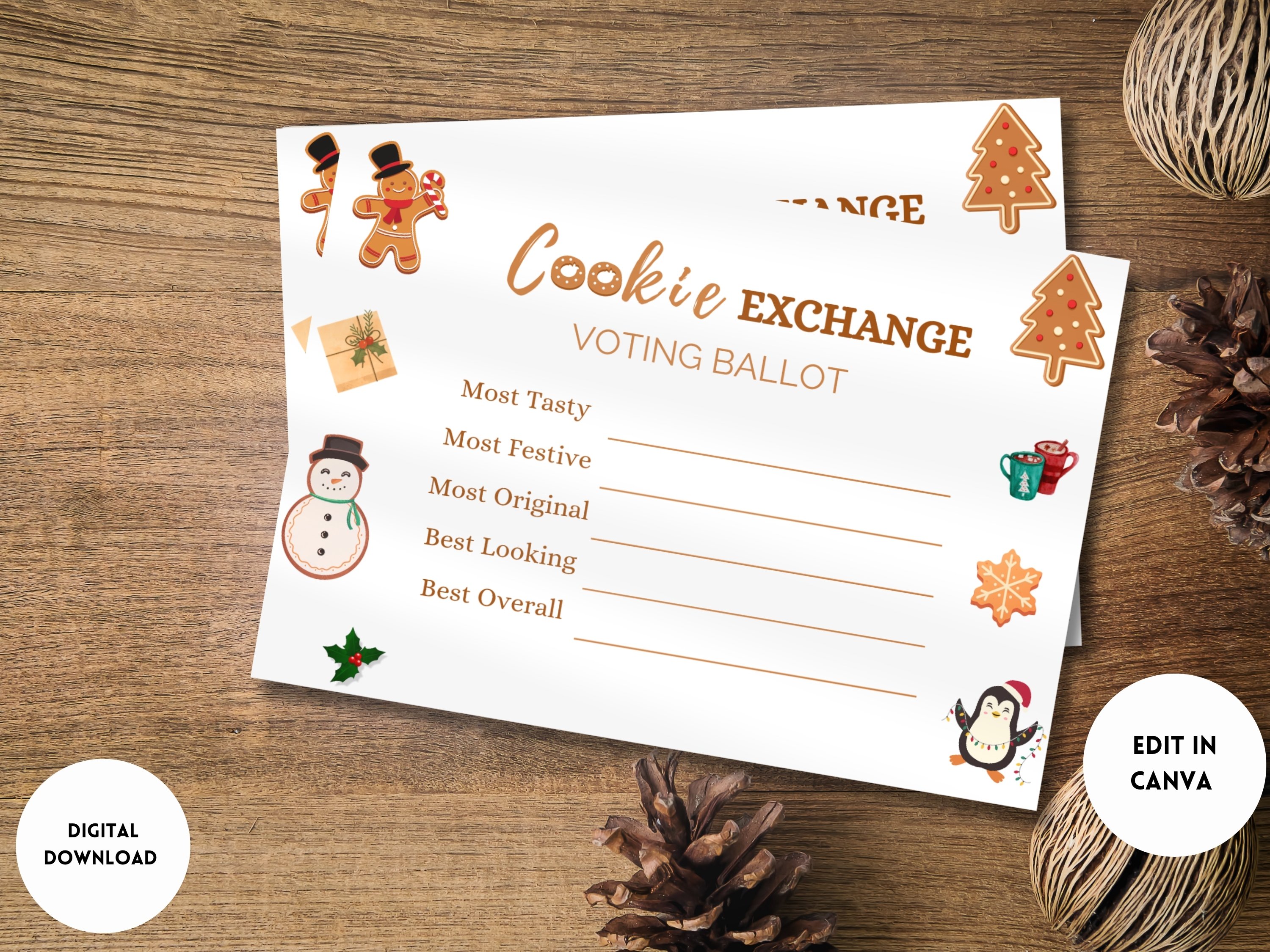 Christmas Cookie Exchange Party Voting Ballot | Xmas Treat Swap ...