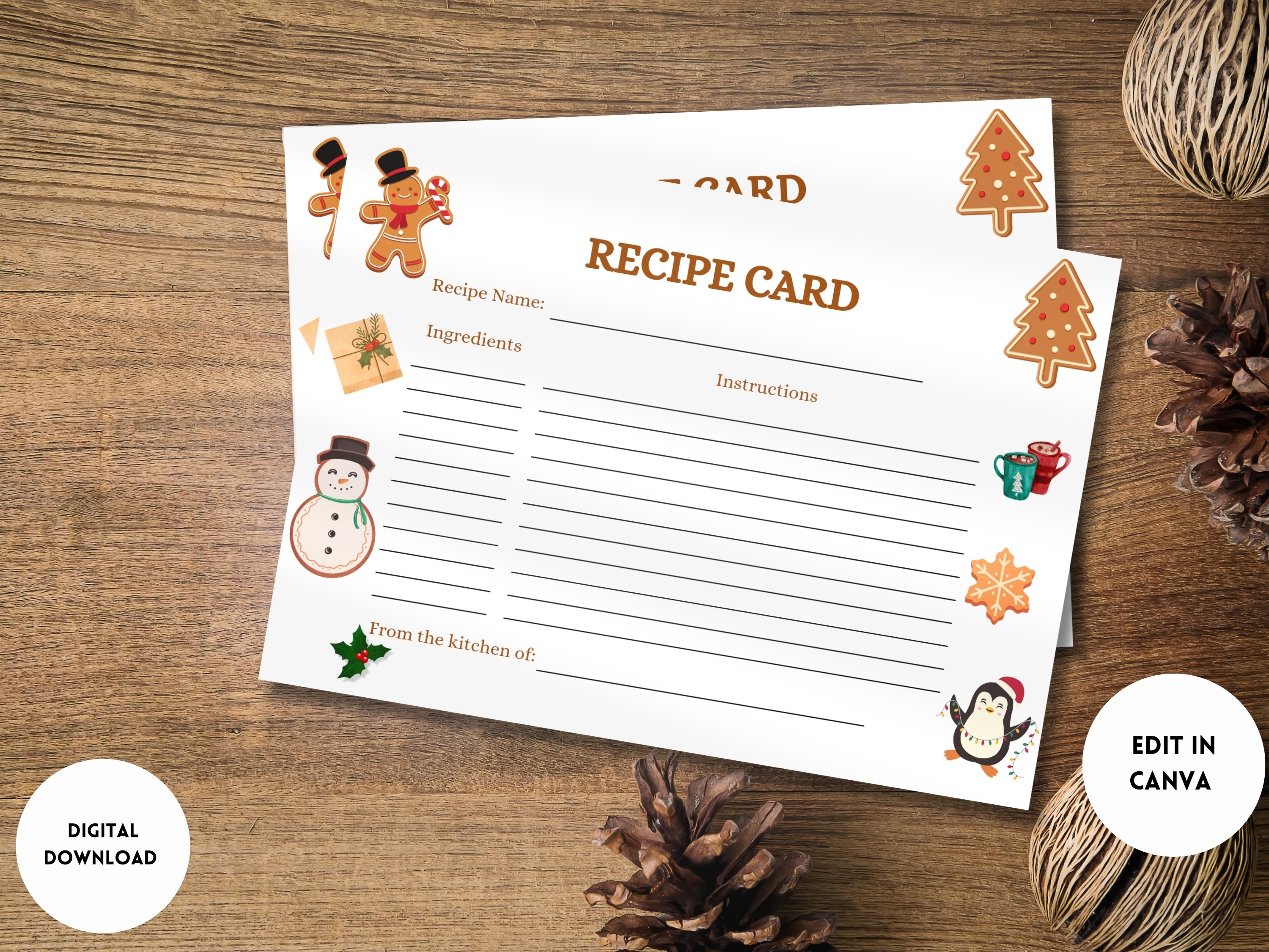 Christmas Cookie Exchange Party Recipe Card | Xmas Treat Swap Blank ...