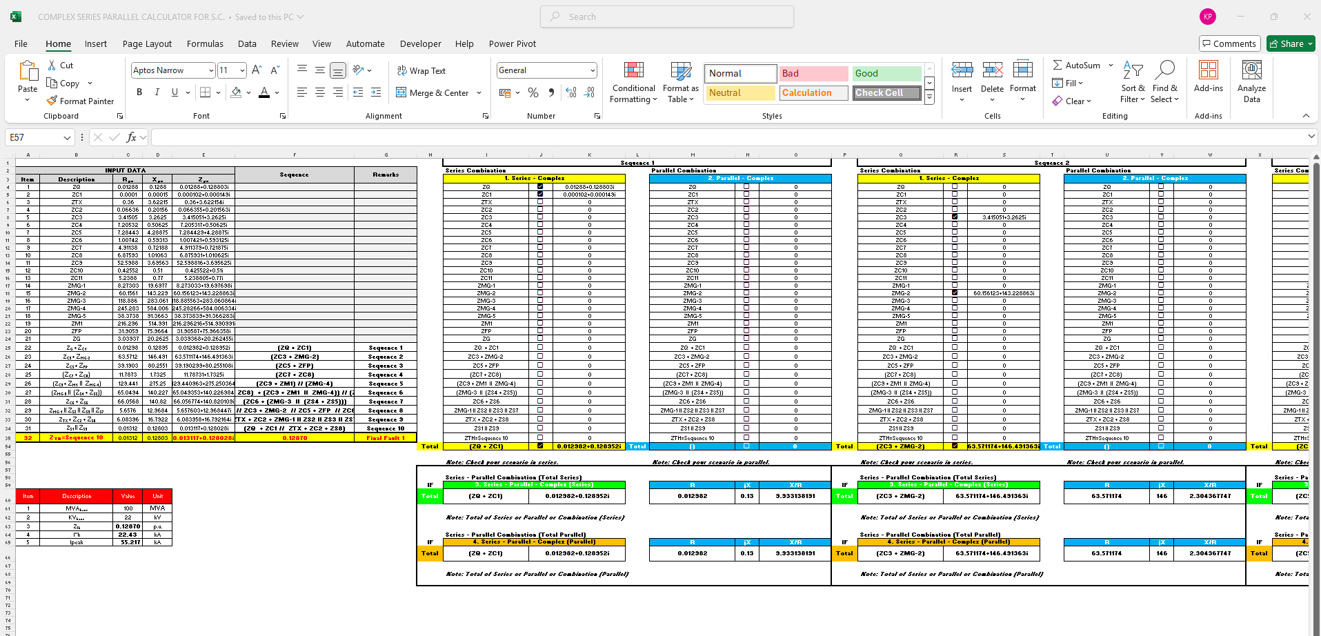 Series - Parallel Complex Number Calculator for Short Circuit Analysis ...