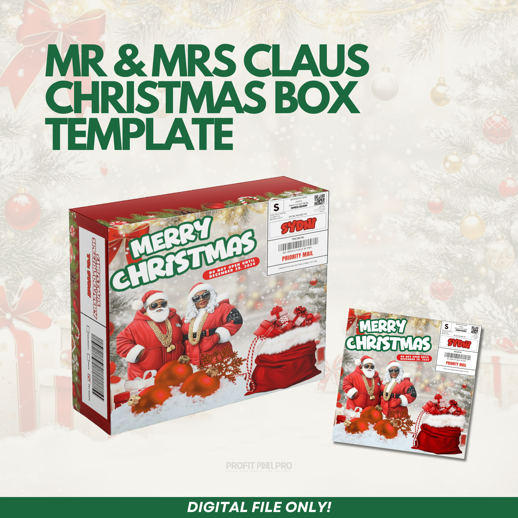 Mr. & Mrs. Claus Christmas Box Template