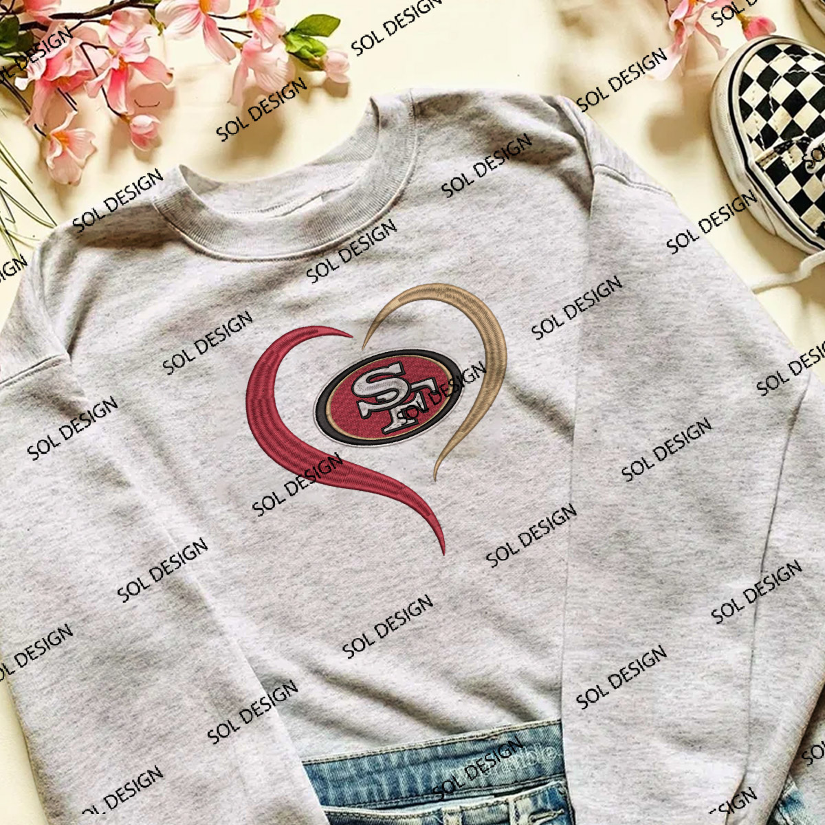 San Francisco 49ers Heart Embroidery Designs, NFL 49ers Embroidery ...