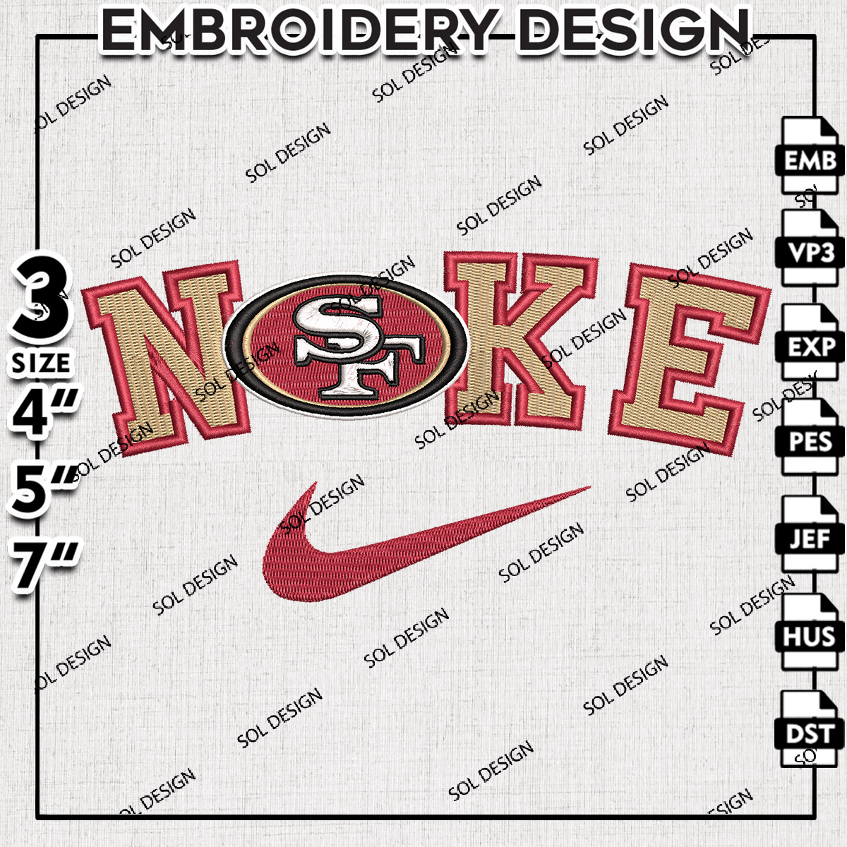 Ni.ke San Francisco 49ers Embroidery Designs, NFL 49ers Embroidery ...