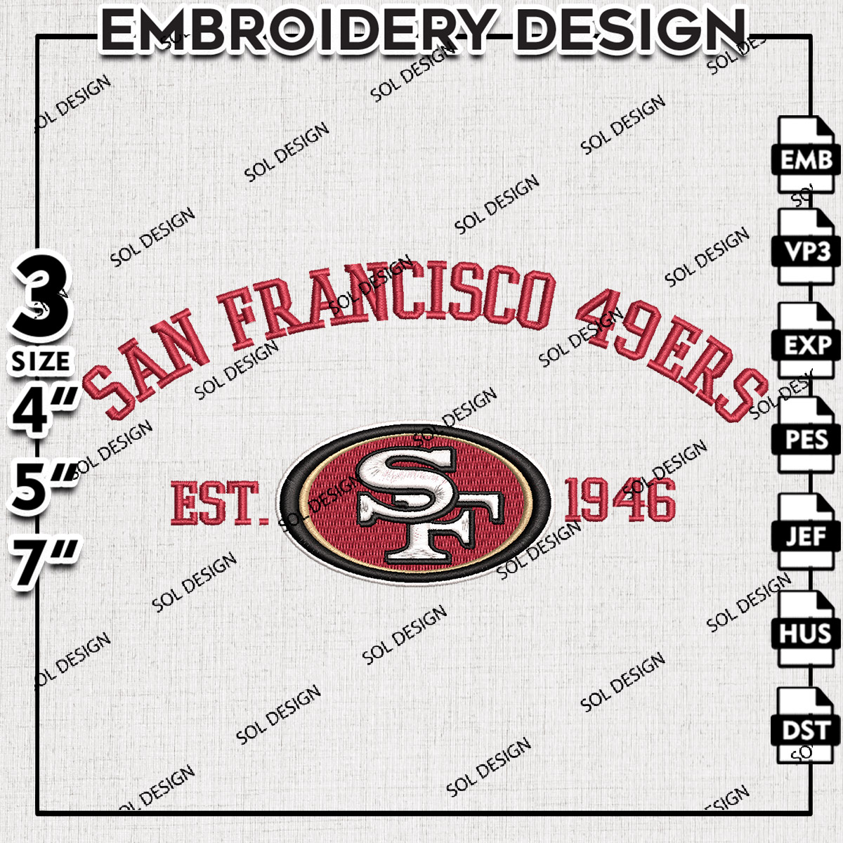 San Francisco 49ers Est 1946 Embroidery Design Files, NFL 49ers ...