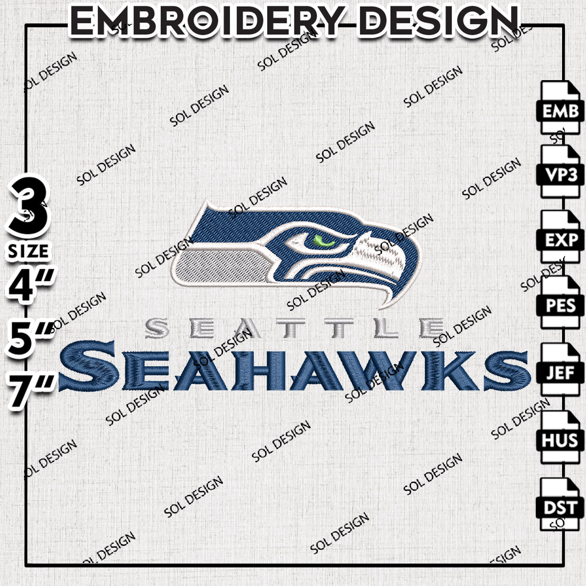 Seattle Seahawks Embroidery Design Files, NFL Seahawks Embroidery ...