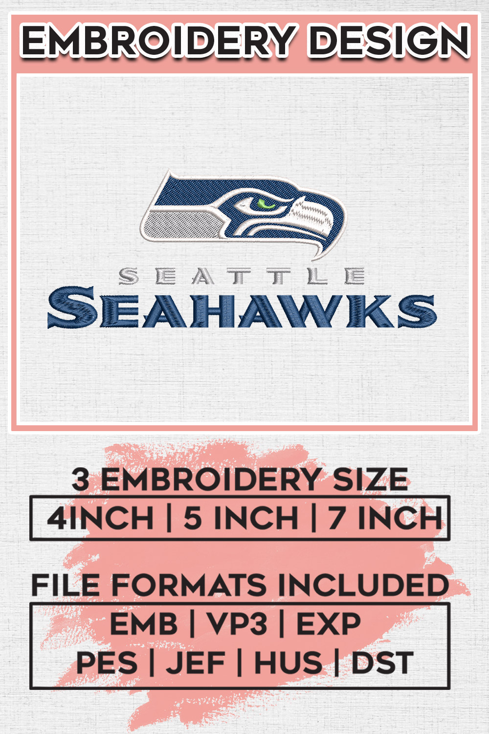 Seattle Seahawks Embroidery Design Files, NFL Seahawks Embroidery ...