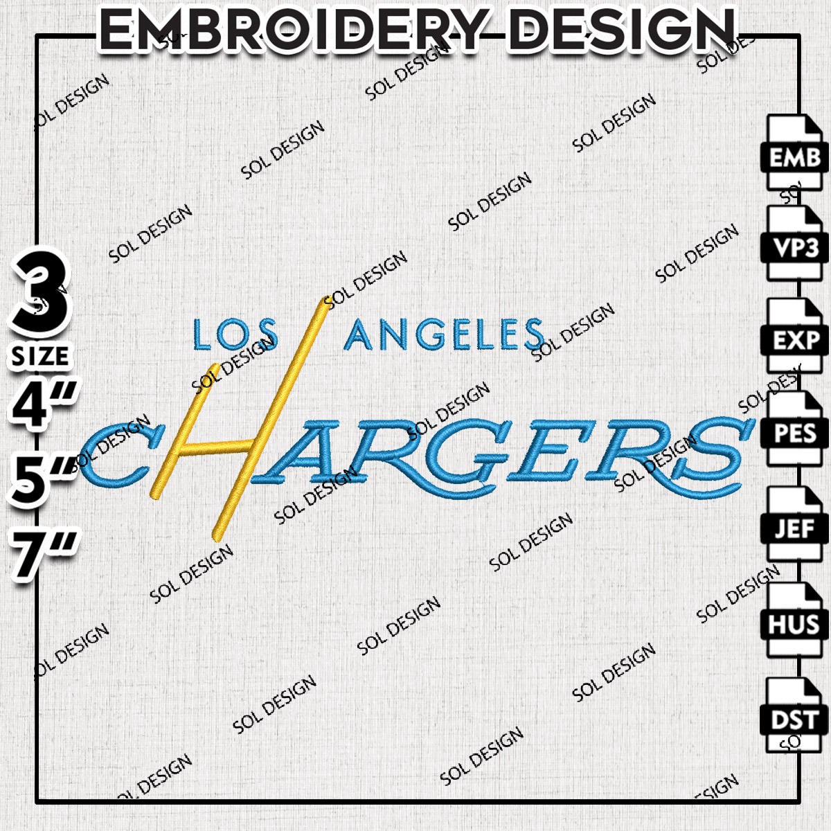 NFL Los Angeles Chargers Wordmark Embroidery Designs, NFL Chargers ...