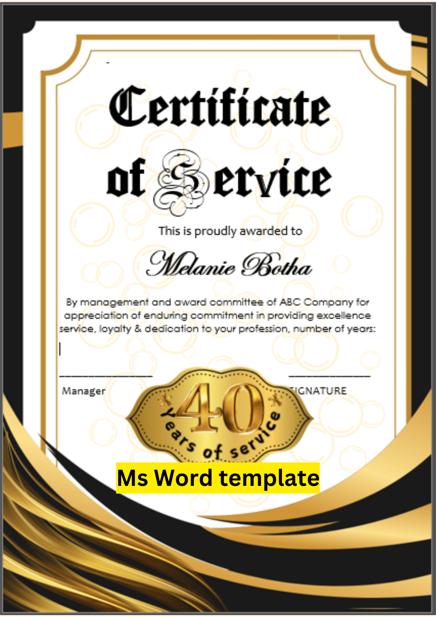 CT0167 | 40 Years of service | Microsoft word template | with ...