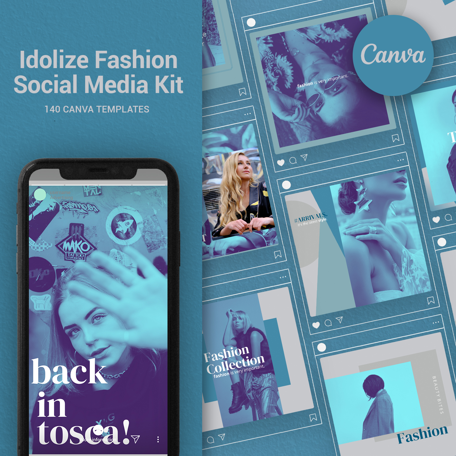 140 Idolize Fashion Social Media Canva Templates - Payhip