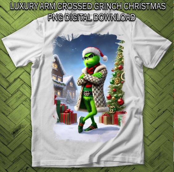 Luxury arm crossed Grinch Christmas PNG DESIGN - Payhip
