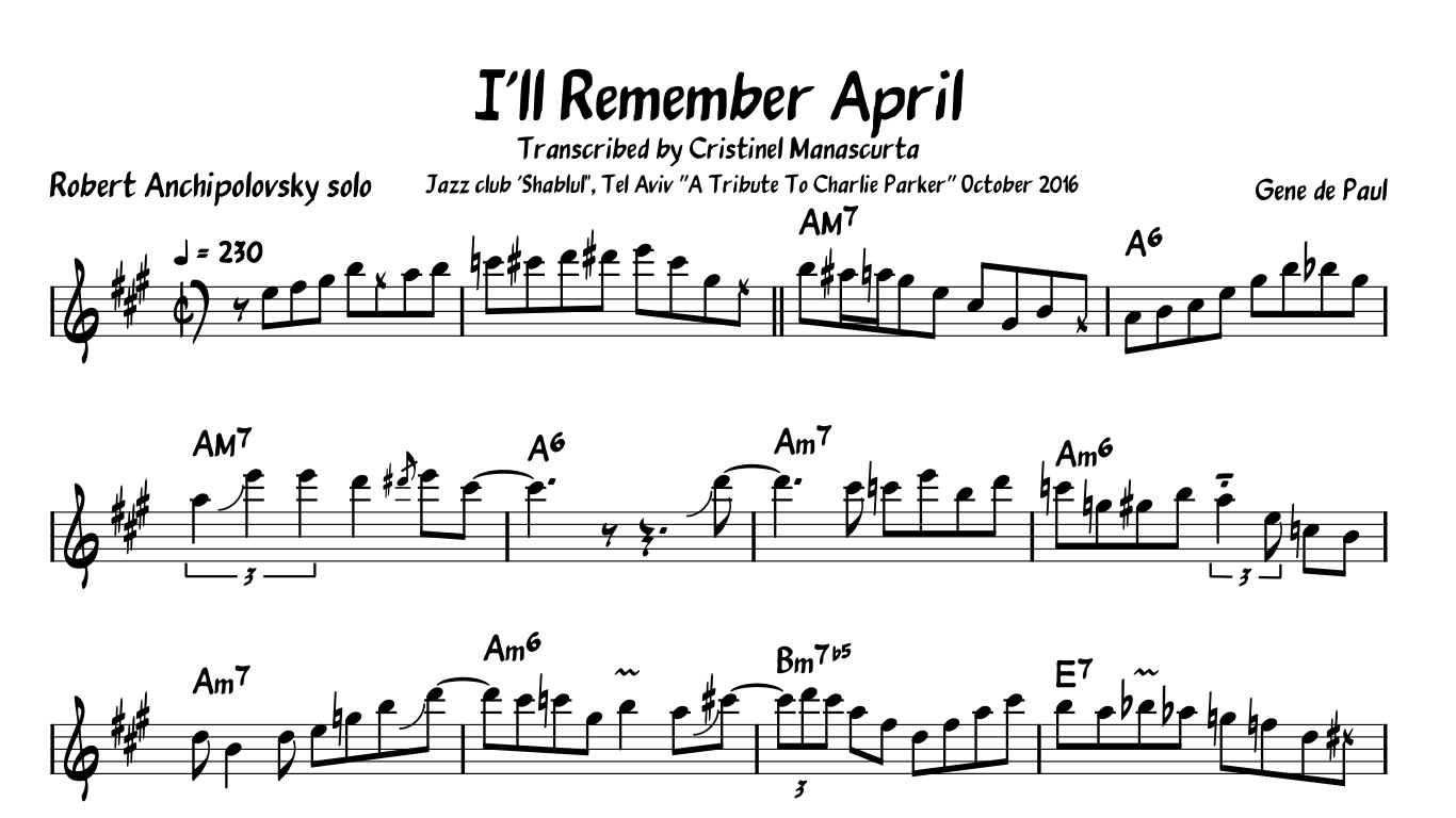 Robert Anchipolovsky - I'll Remember April, tenor sax - Payhip