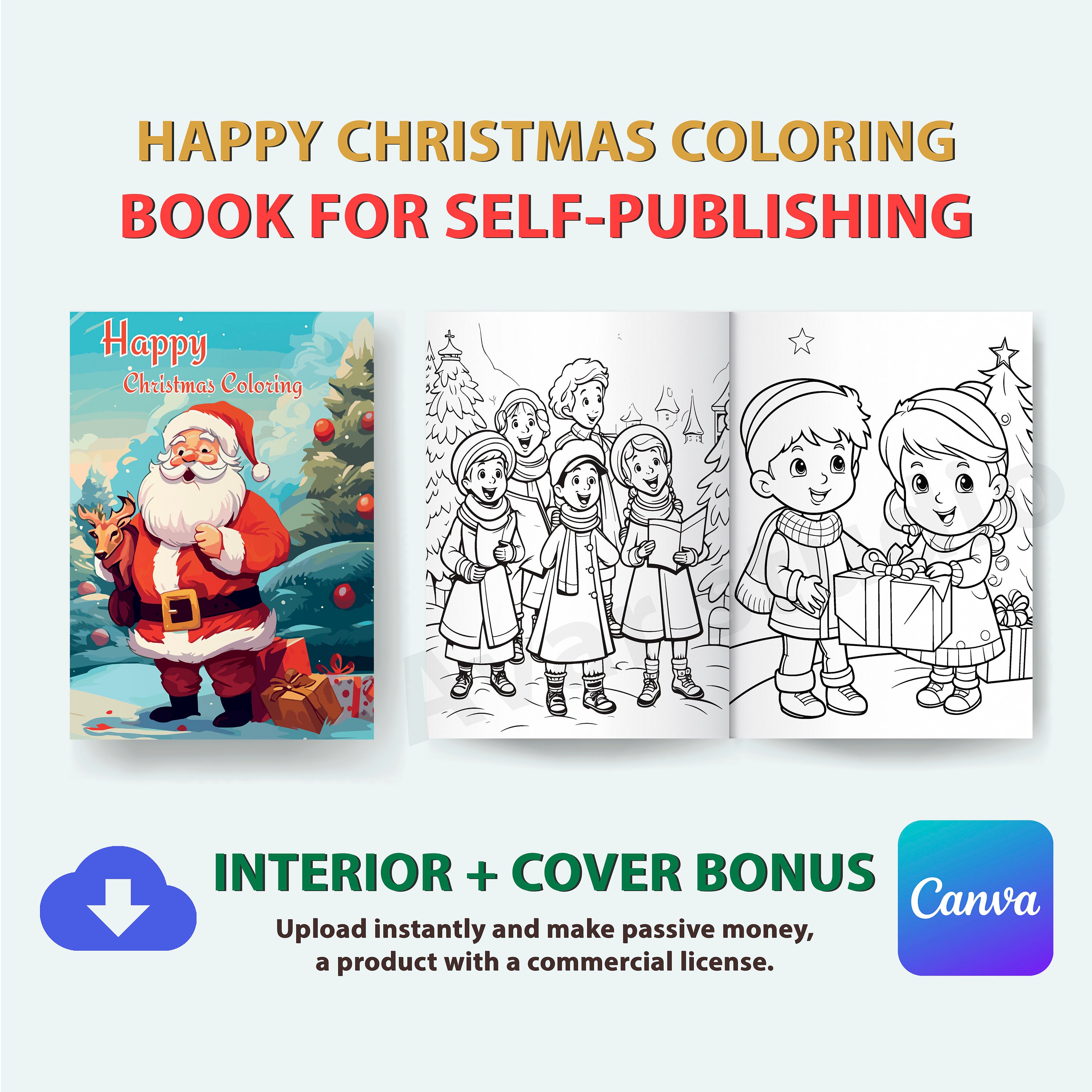 Printable Xmas Coloring Pages Book | Kdp Interior and Cover Book for ...