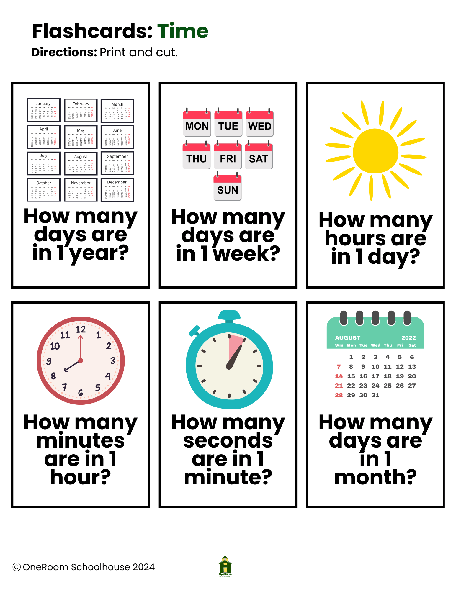 Math - Flashcards - Time - Payhip