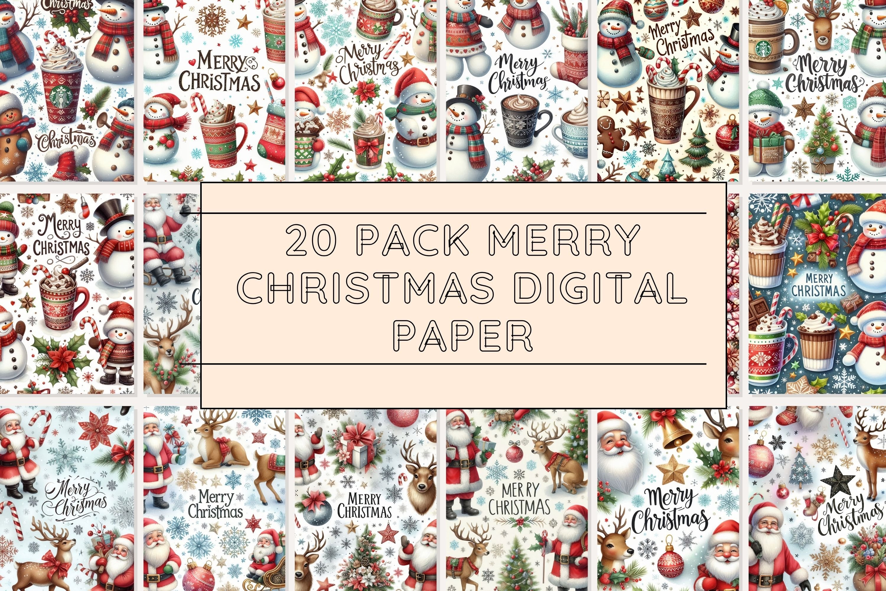 20 Pack Merry Christmas Digital Paper - Payhip