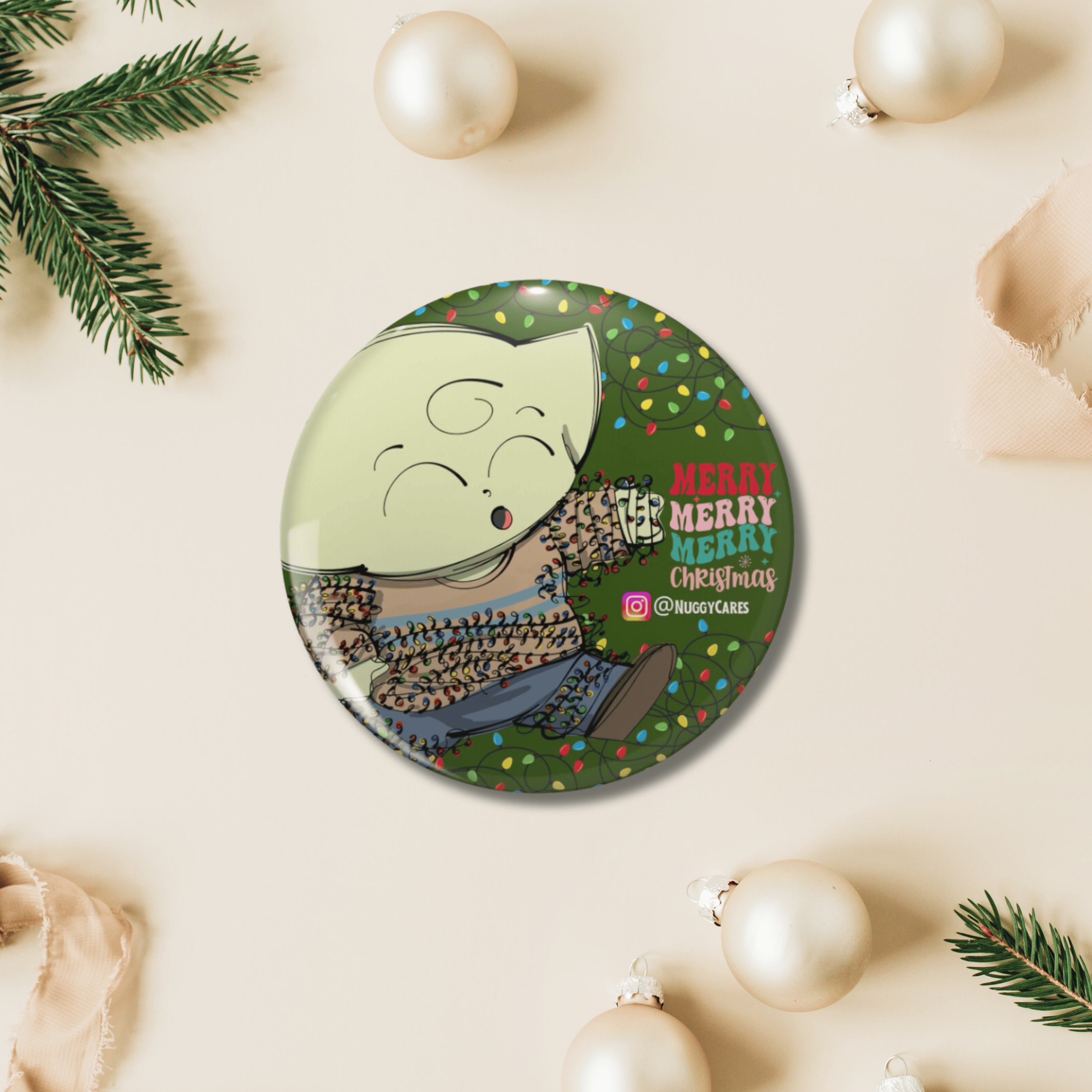 Nuggy Photo Button - Tangled in Christmas Lights Edition (5.5 cm) - Payhip