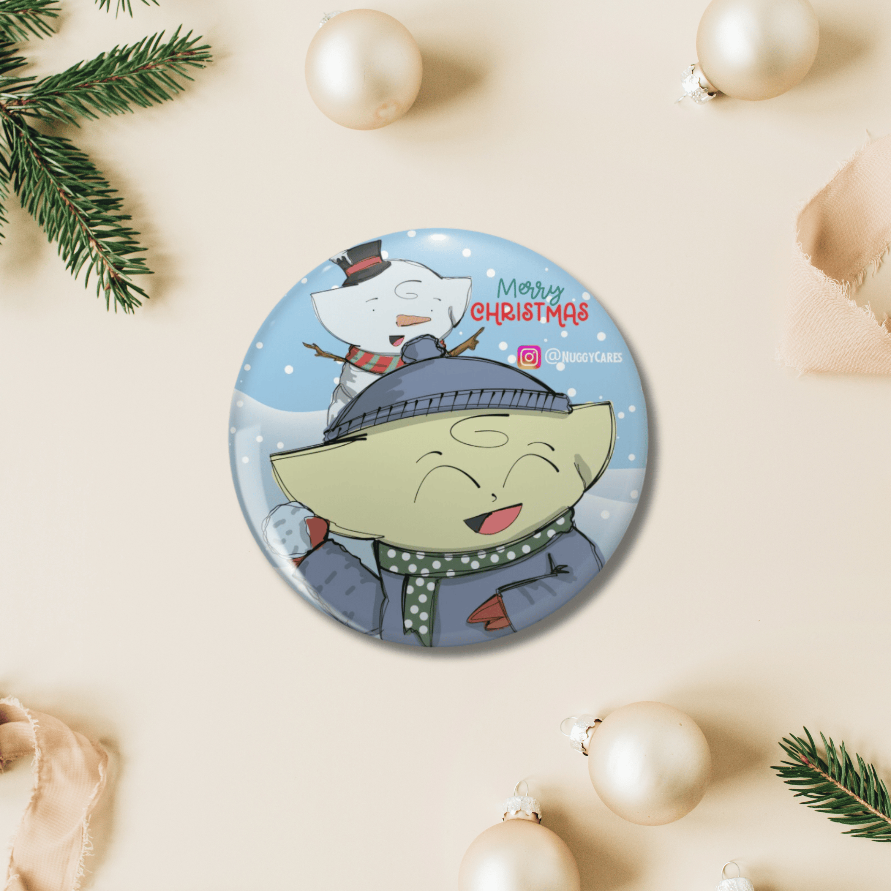 Nuggy Photo Button - Snowball Battle Edition (5.5 cm) - Payhip