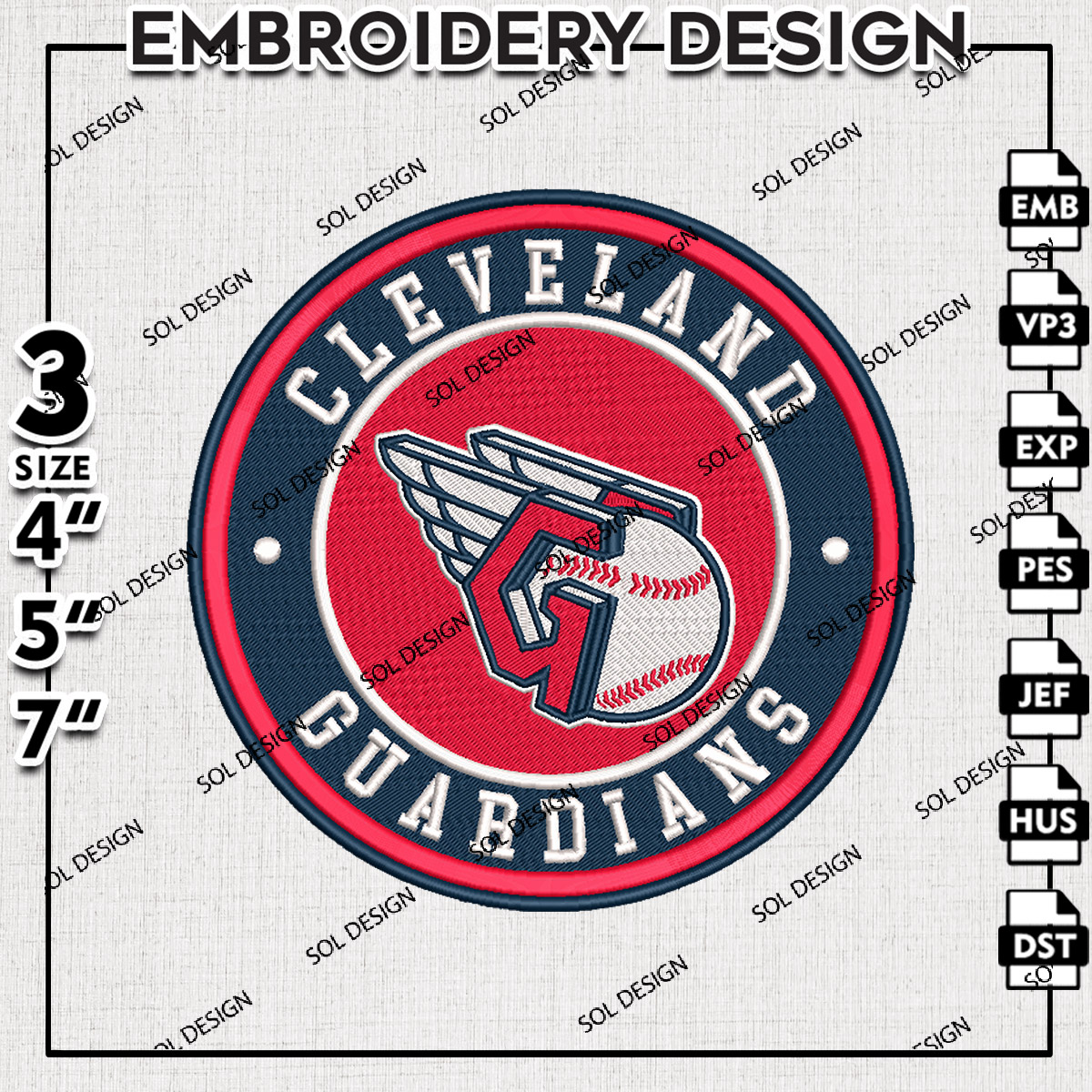 Cleveland Guardians Embroidery Designs, MLB Guardians Embroidery ...