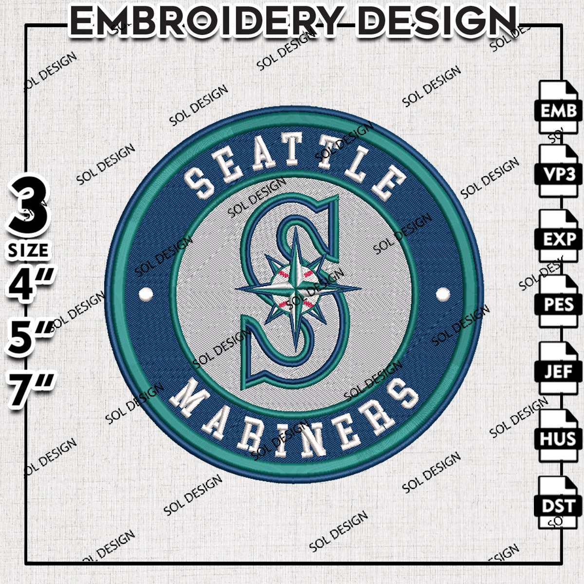 Seattle Mariners Embroidery Designs, MLB Mariners Embroidery Designs ...