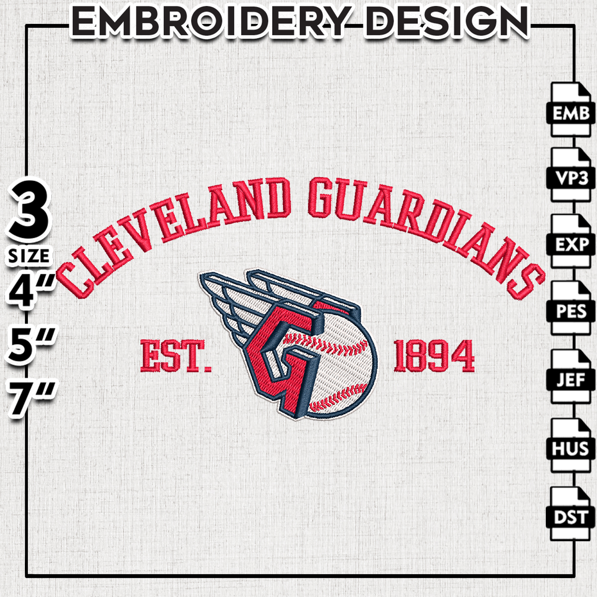 Cleveland Guardians Est 1894 Embroidery Designs, MLB Guardians ...