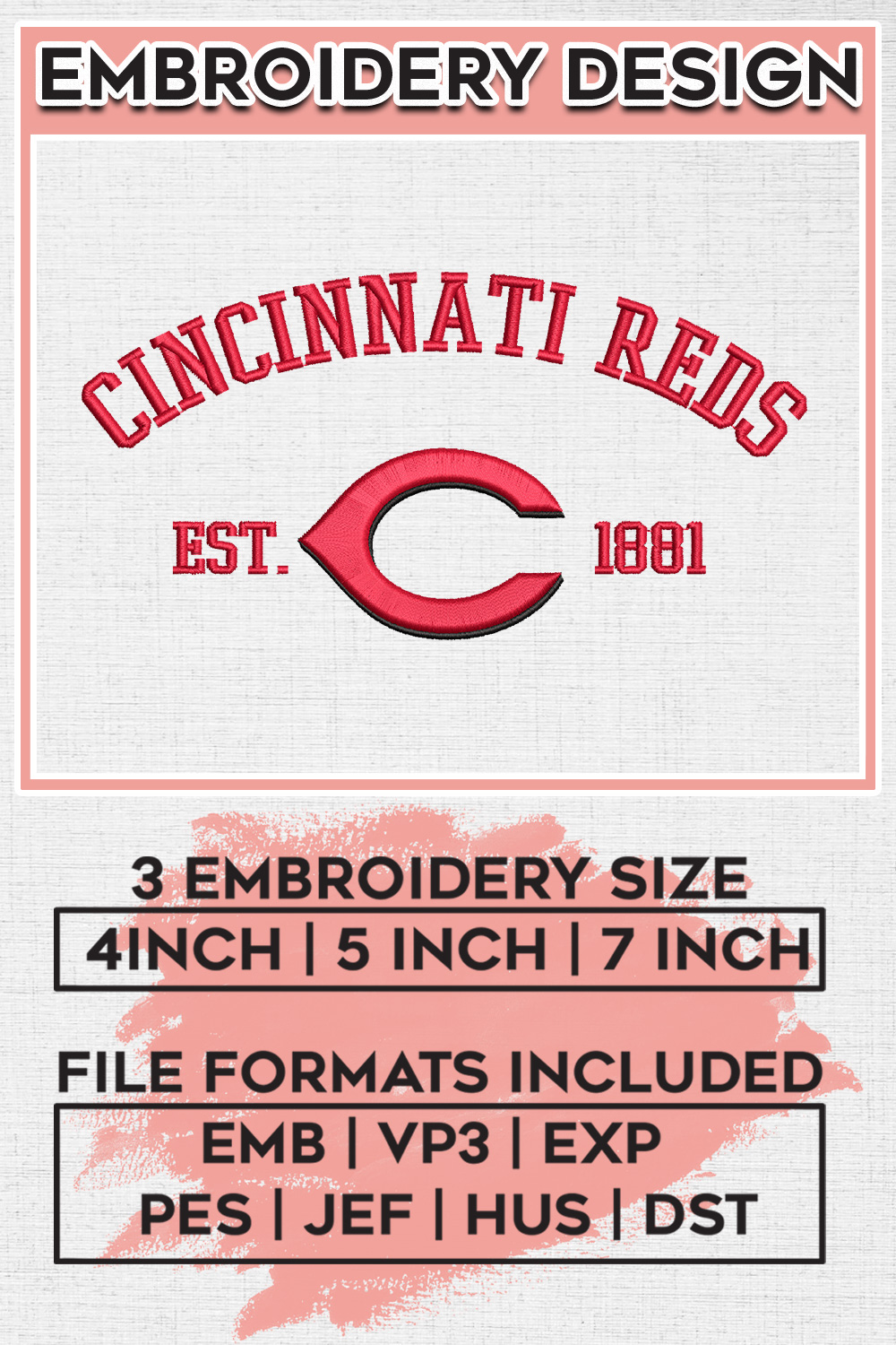 Cincinnati Reds Est 1881 Embroidery Designs, MLB Reds Embroidery ...