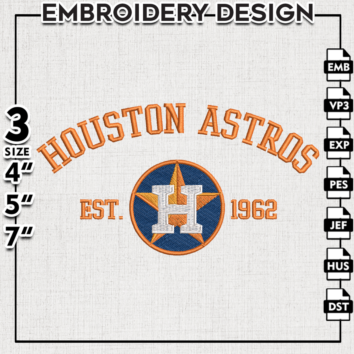 Houston Astros Est 1962 Embroidery Designs, MLB Astros Embroidery ...