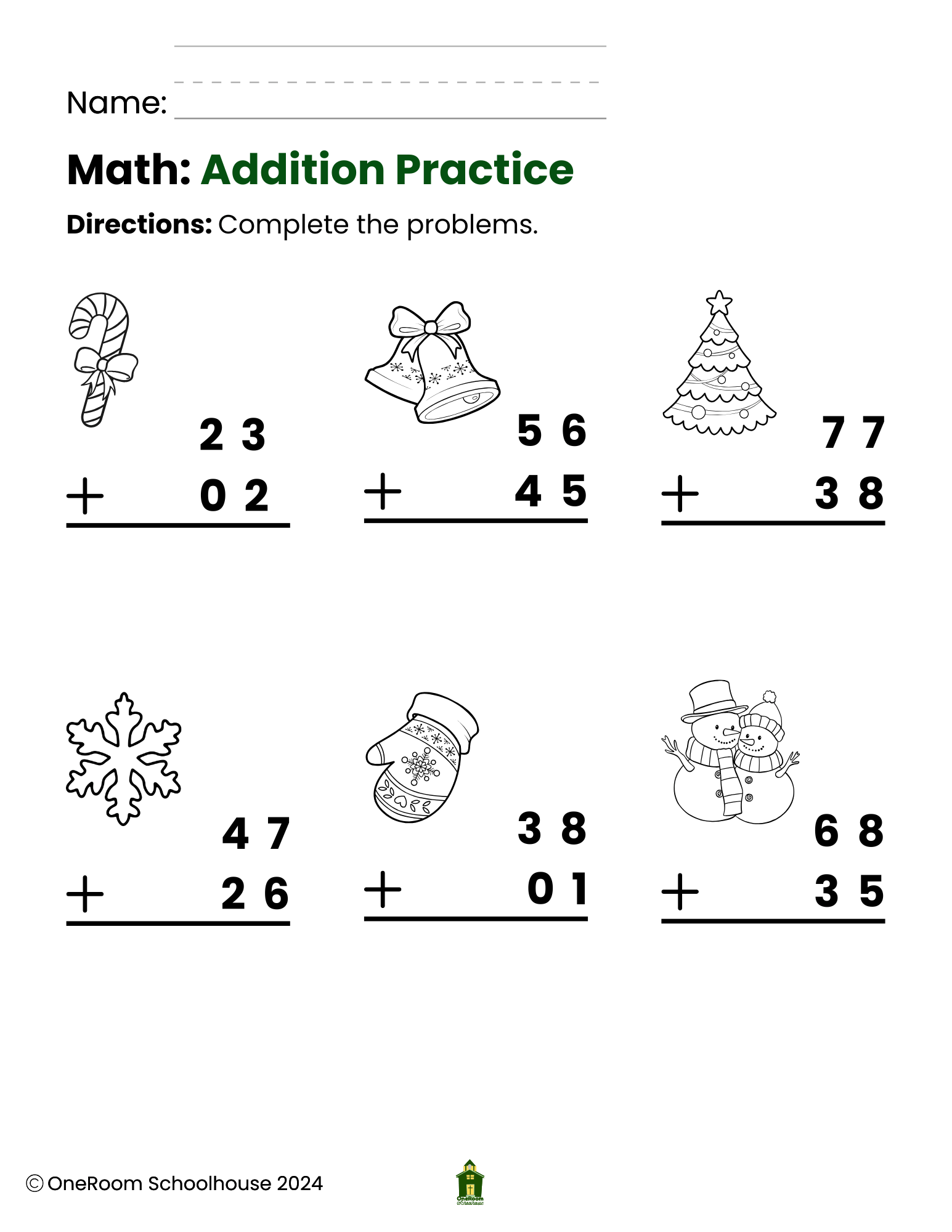 Math - Worksheet - Christmas Addition Practice - Payhip