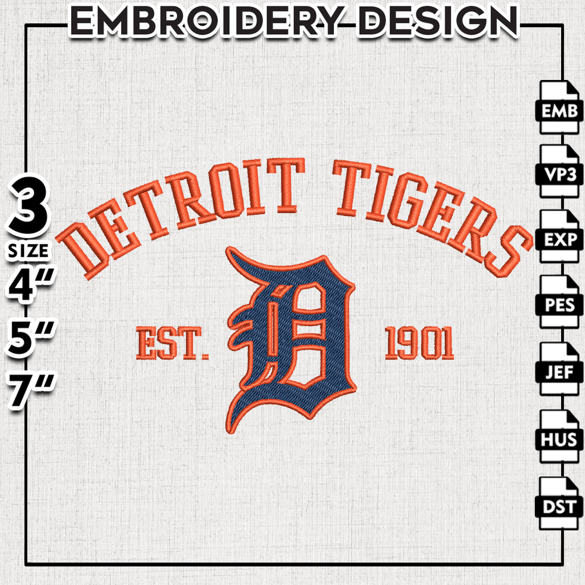 Detroit Tigers Est 1901 Embroidery Designs, MLB Detroit Tigers ...