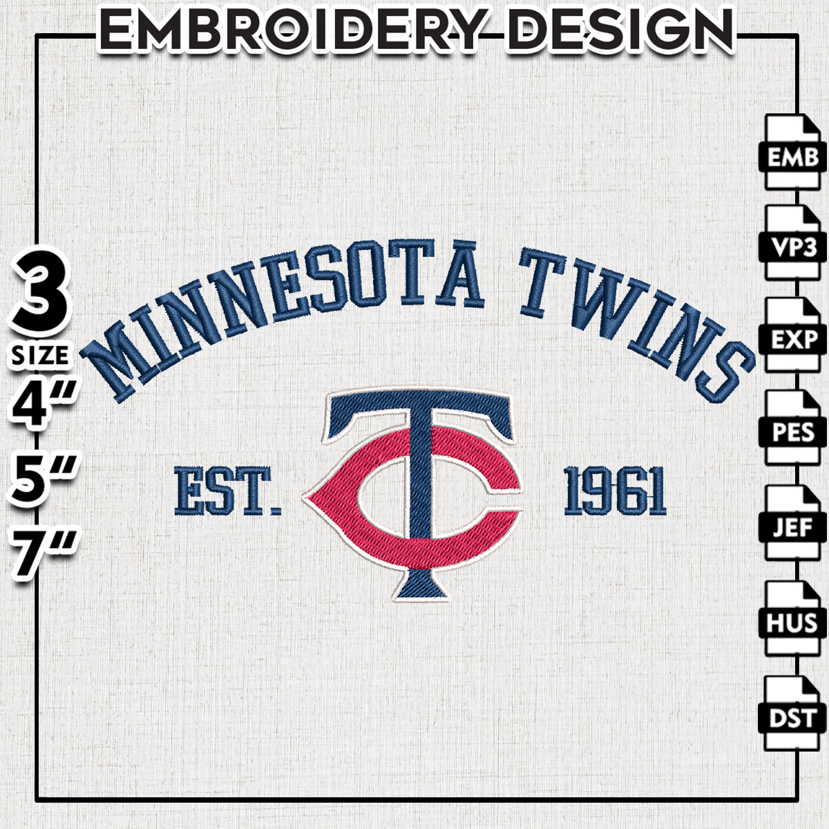 Minnesota Twins Est 1961 Embroidery Designs, MLB Twins Embroidery ...