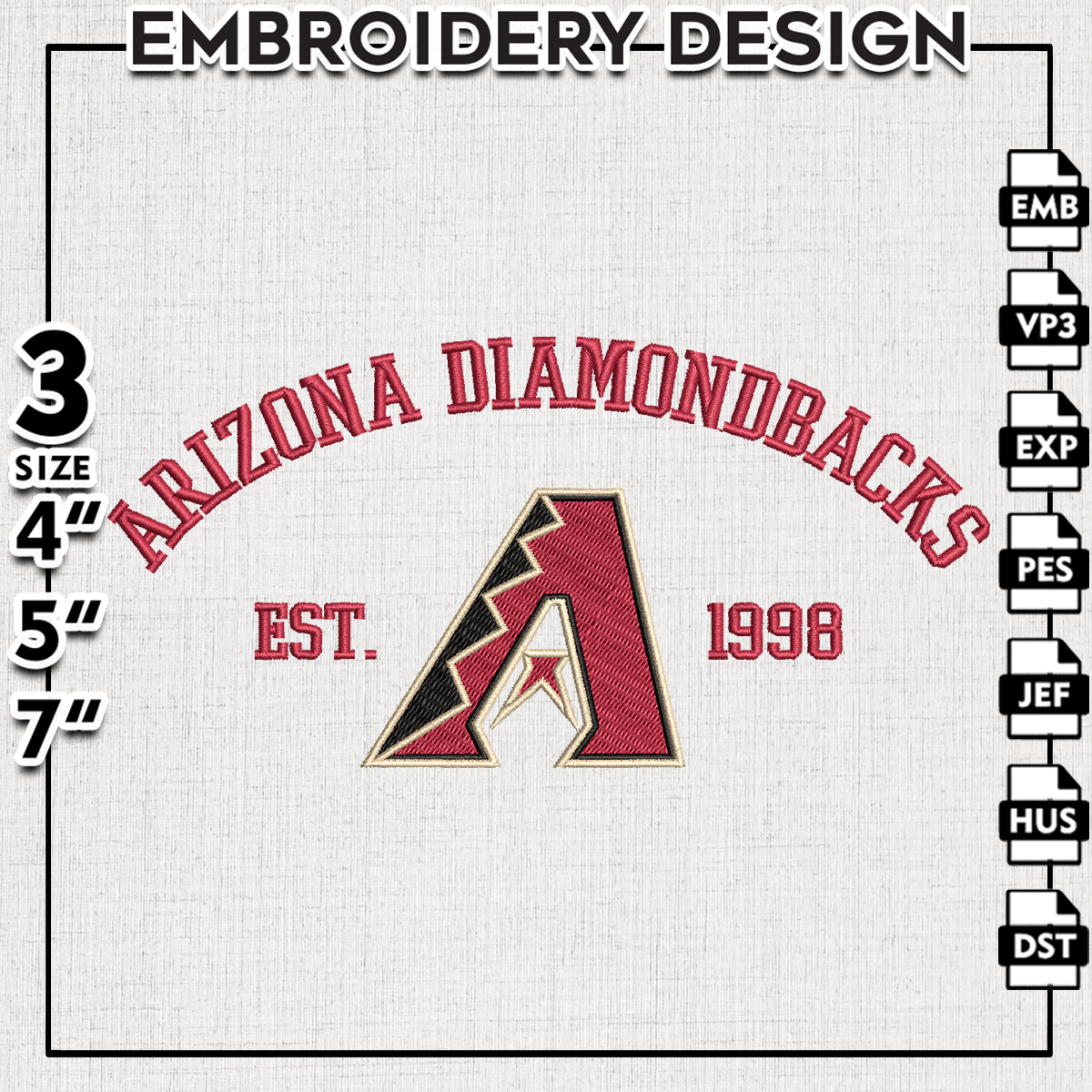 Arizona Diamondbacks Est 1998 Embroidery Designs, MLB Diamondbacks ...