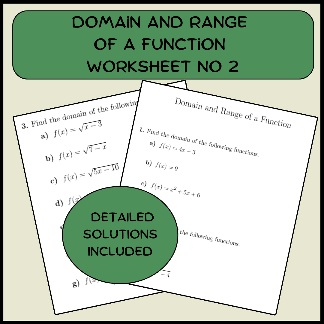 Special Cases of Linear Functions Worksheet (with solutions)