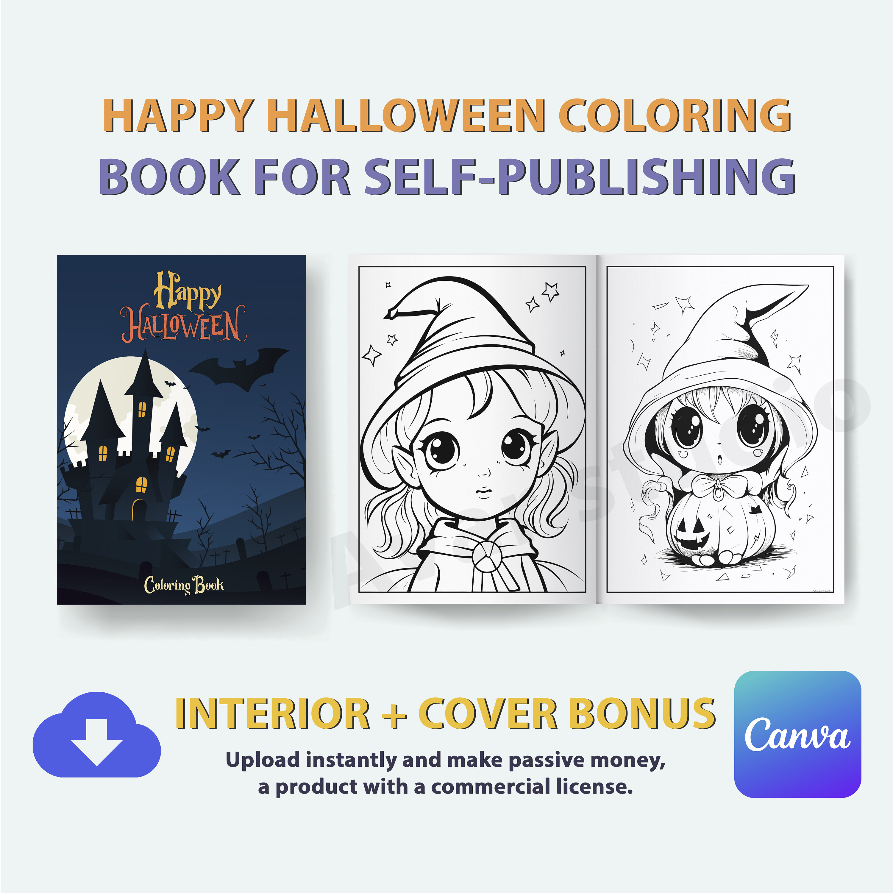 Printable Happy Halloween Coloring Sheets Book | KDP Interior and Cover ...