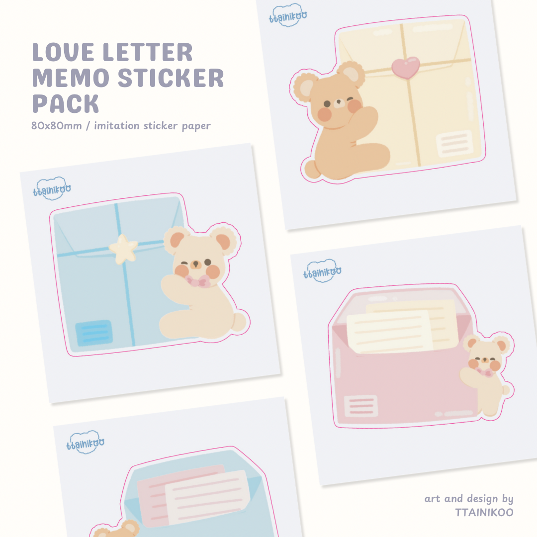 love letter memo sticker pack | MS0004 - Payhip