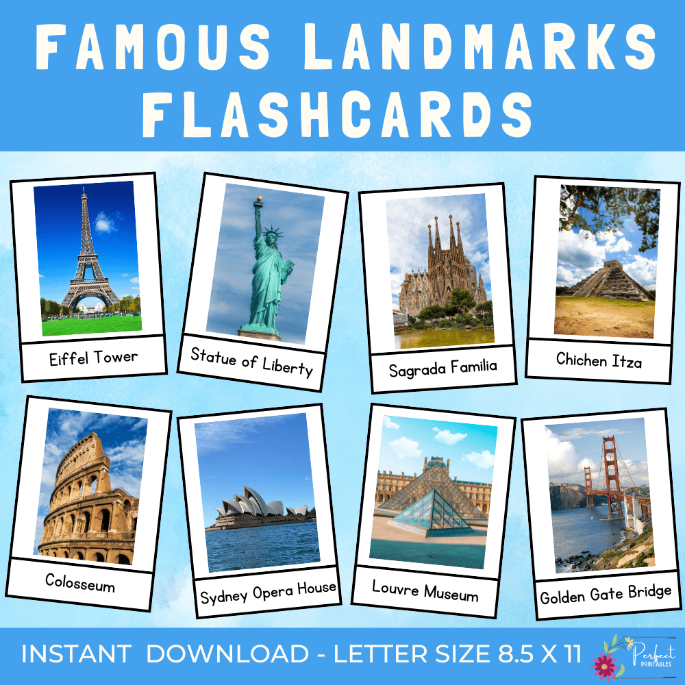 Famous Landmarks Flashcards - World Iconic Landmarks Vocabulary - Payhip