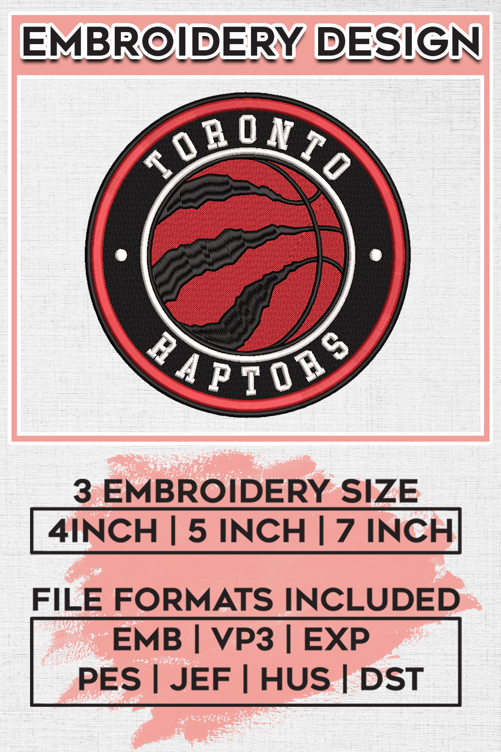 Toronto Raptors Circle Logo Embroidery Design Files, NBA Embroidery ...