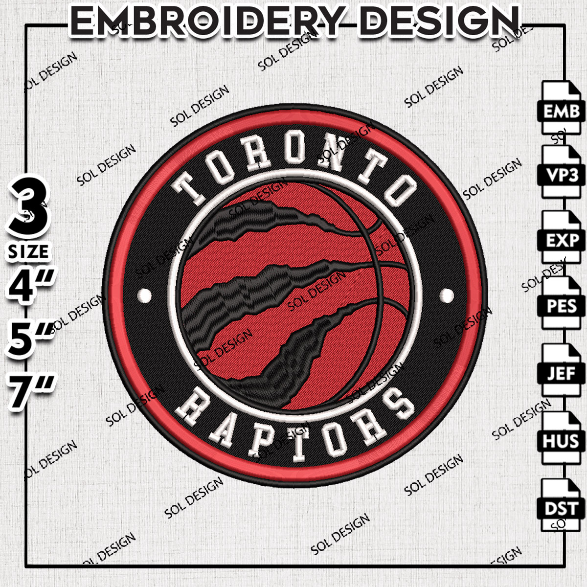 Toronto Raptors Circle Logo Embroidery Design Files, NBA Embroidery ...