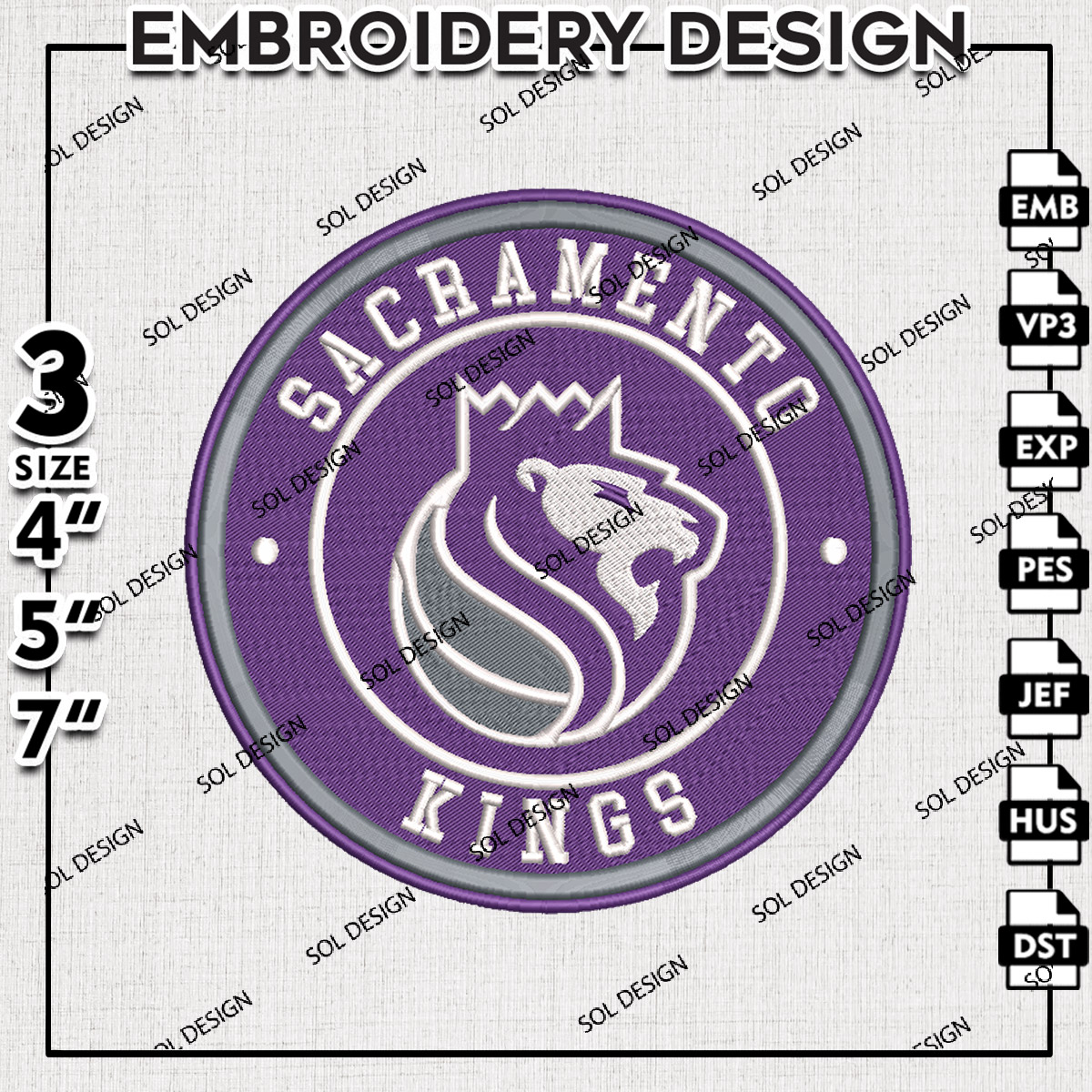 Sacramento Kings Circle Logo Embroidery Design Files, NBA Embroidery ...