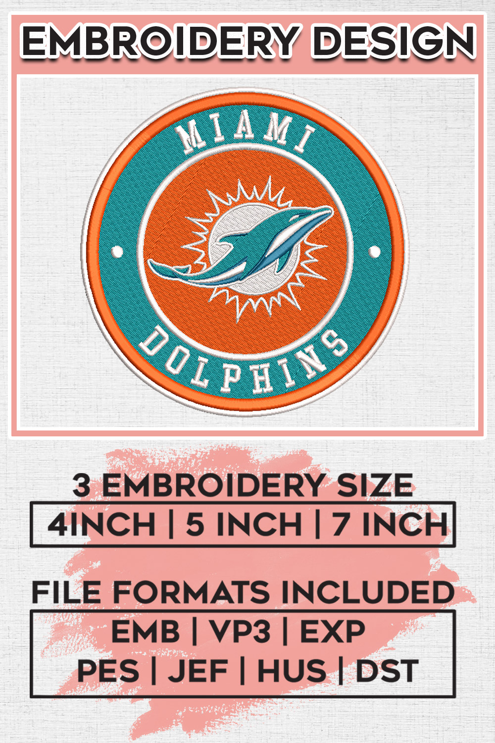 Miami Dolphins Circle Logo Embroidery Designs, NFL Dolphins, NFL Logo ...
