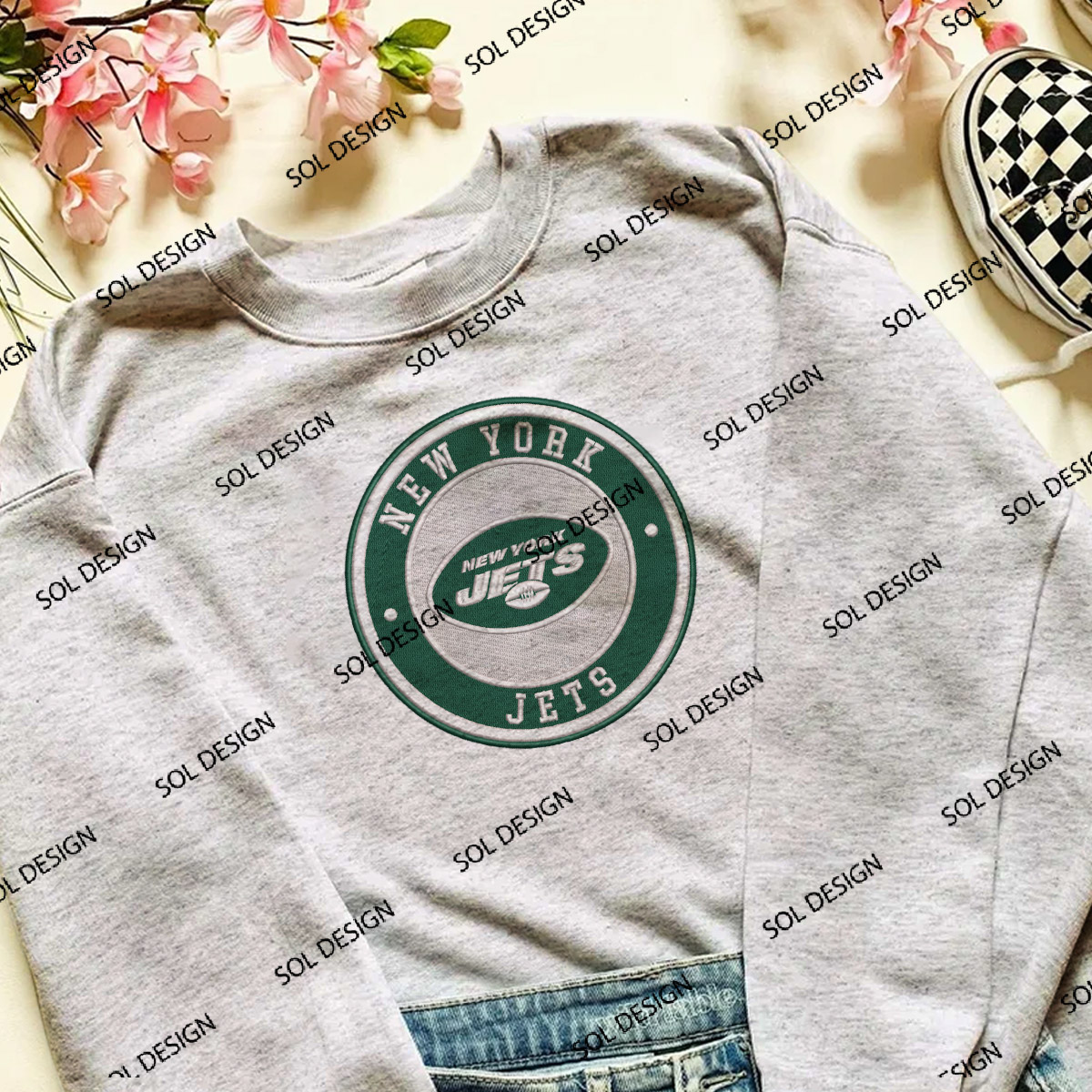 New York Jets Circle Logo Embroidery Design Files, NFL Jets, NFL Logo ...