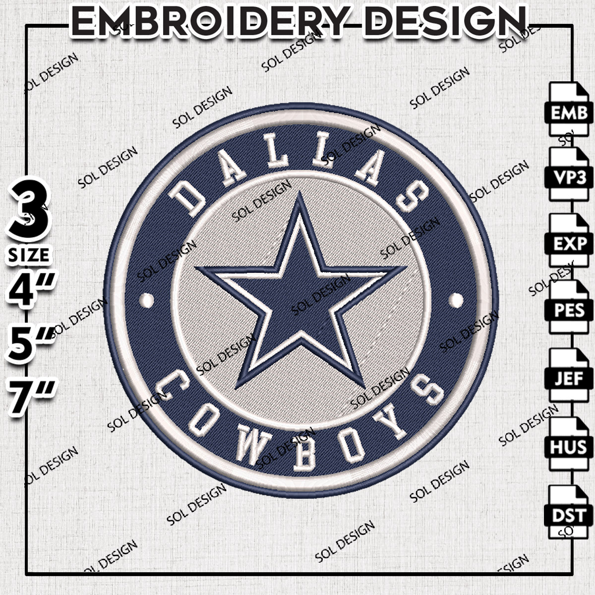 Dallas Cowboys Circle Logo Embroidery Designs, NFL Cowboys, NFL Logo ...