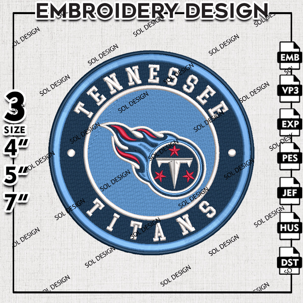 NFL Tennessee Titans Circle Logo Embroidery Design Files, NFL Titans ...