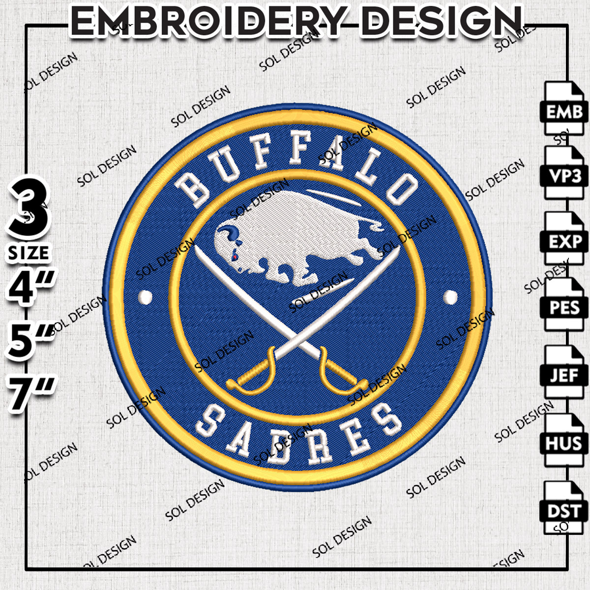Buffalo Sabres Circle Logo Embroidery Designs, NHL Buffalo Sabres Team ...