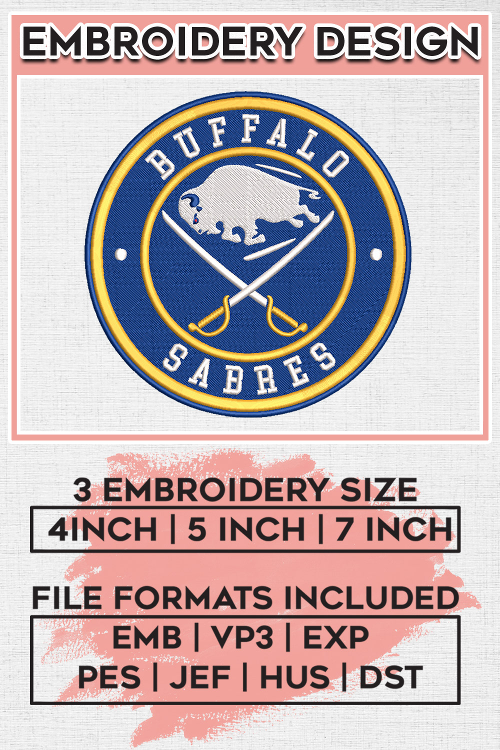 Buffalo Sabres Circle Logo Embroidery Designs, NHL Buffalo Sabres Team ...