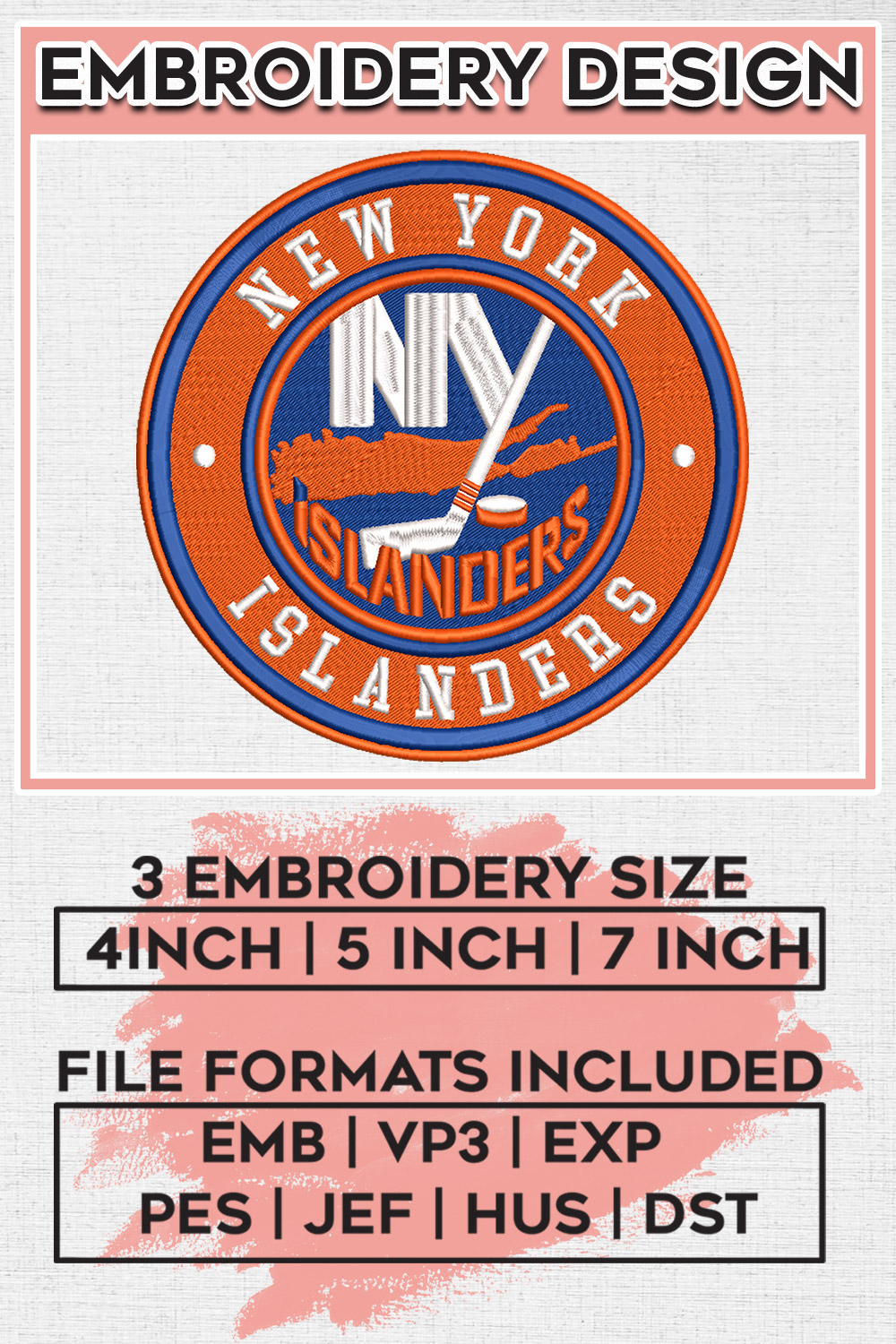 New York Islanders Circle Logo Embroidery Files, NHL New York Islanders ...