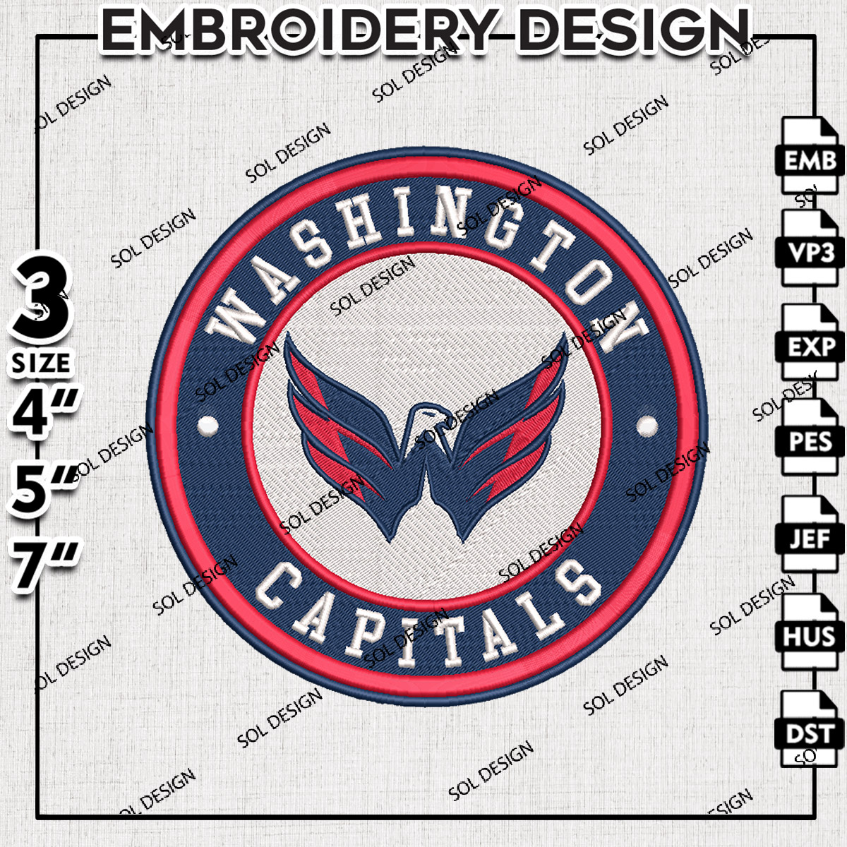 Washington Capitals Circle Logo Embroidery Files, NHL Washington ...