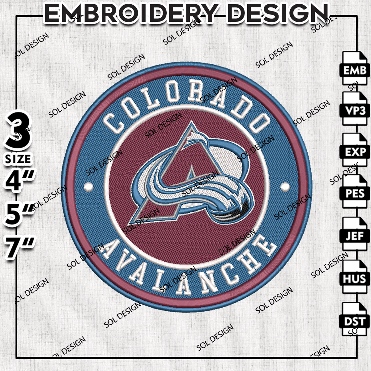 Colorado Avalanche Circle Logo Embroidery Designs, NHL Colorado ...
