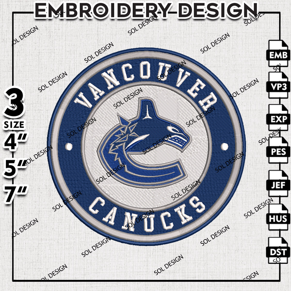 Vancouver Canucks Circle Logo Embroidery Designs, NHL Vancouver Canucks ...