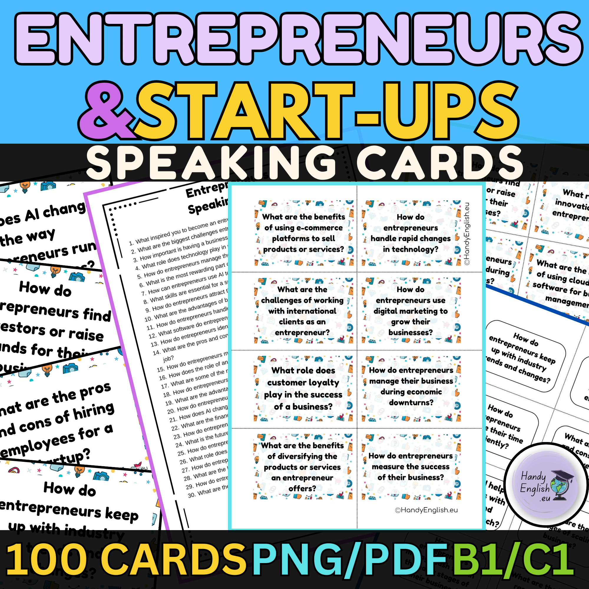 English for Entrepreneurs Start-Ups Business English Speaking Cards ESP ...
