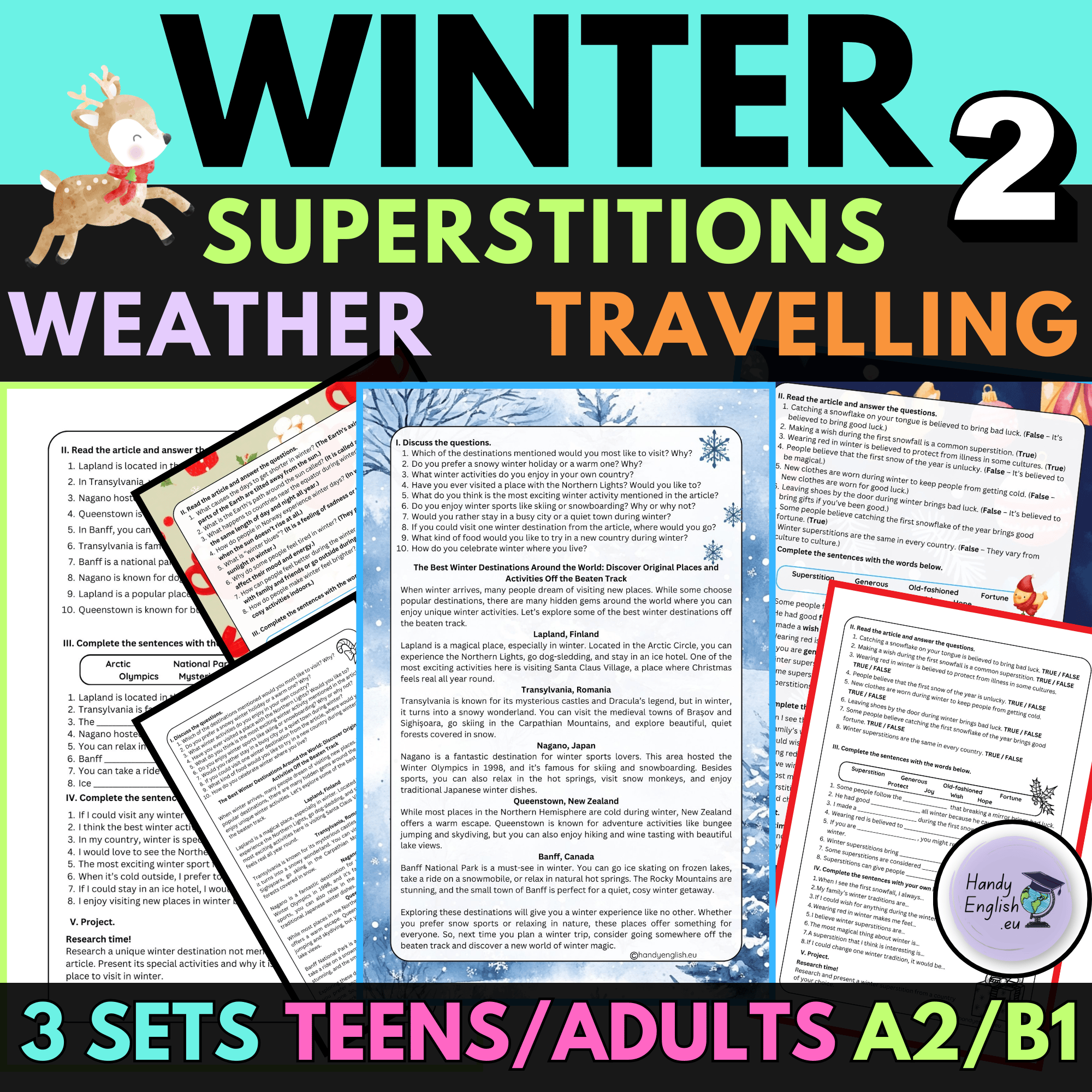 Winter Reading comprehension, vocabulary and speaking teens/adults ELA ...