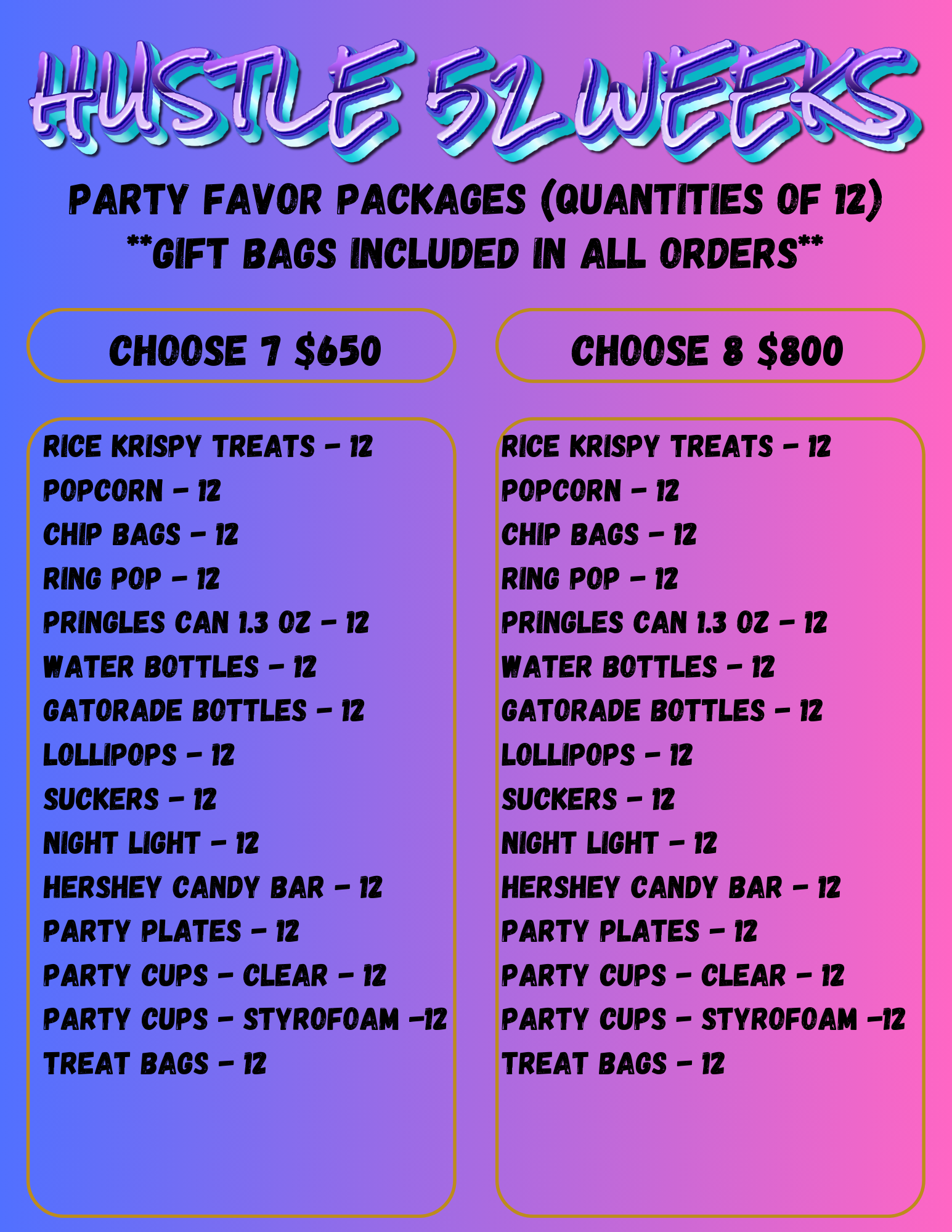 PARTY FAVOR PACKAGE - CHOOSE 7 - Payhip