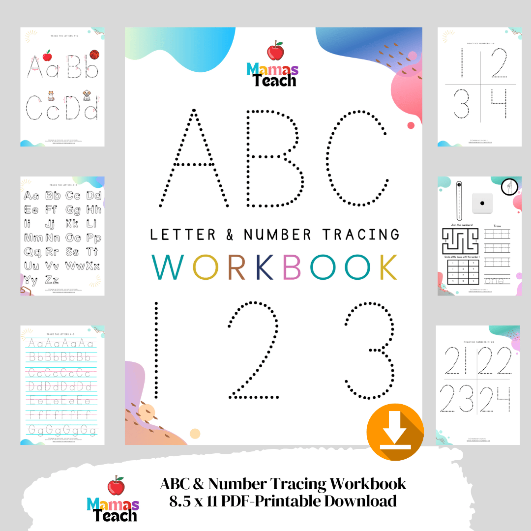 ABC & 123 Tracing Workbook-DIGITAL DOWNLOAD